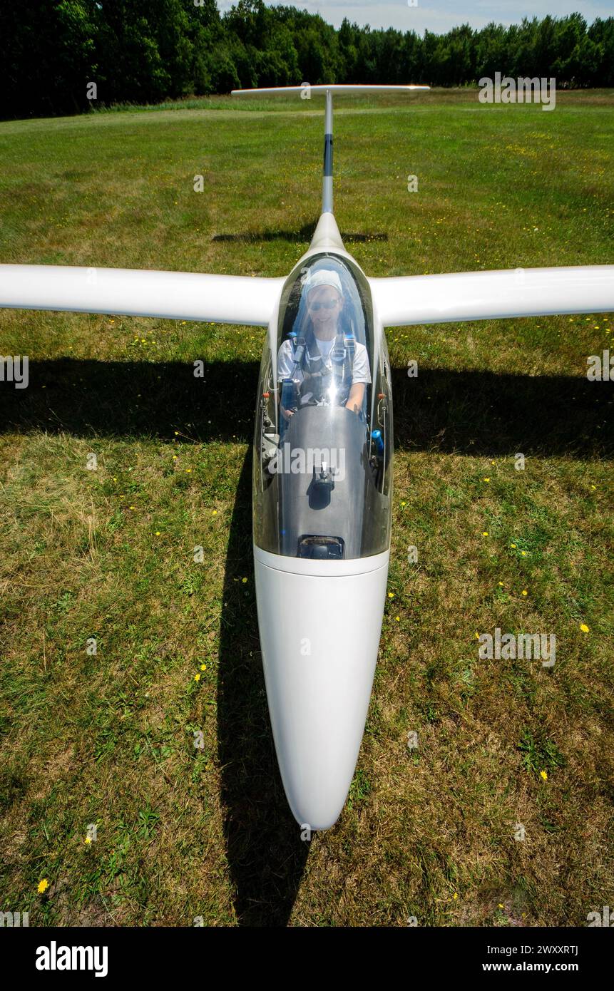 Glider, aeroplane, woman, young, cockpit, air sports Stock Photo - Alamy