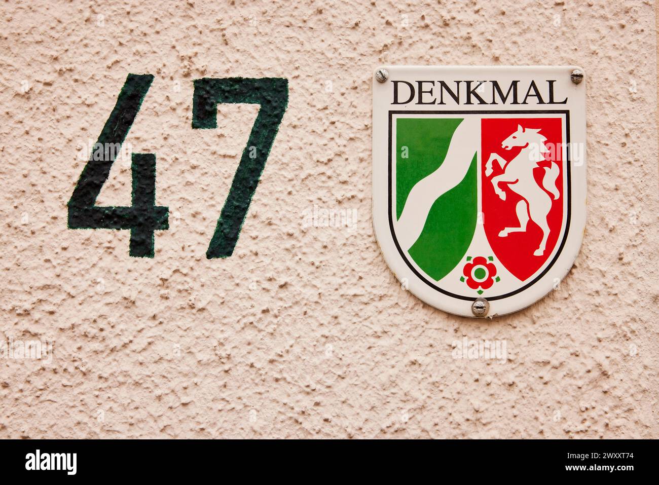 House number 47 and sign for a listed building at the Heinrich ...