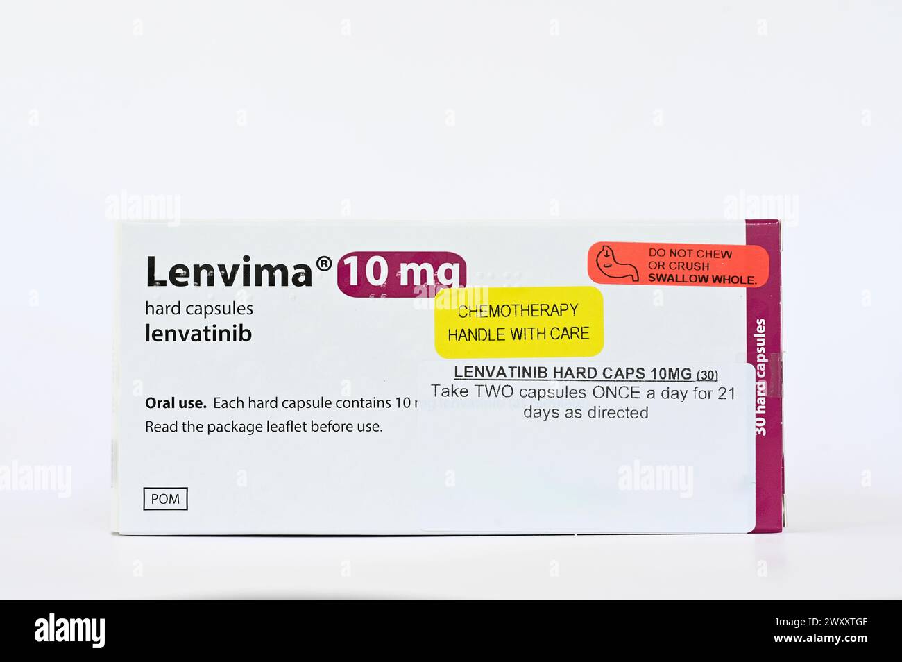 Box containing capsules of the cancer drug lenvatinib, marketed as ...