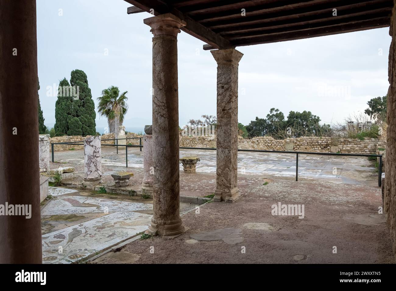 View of the Baths of Antoninus or Baths of Carthage, in Carthage, Tunisia, the largest set of ...
