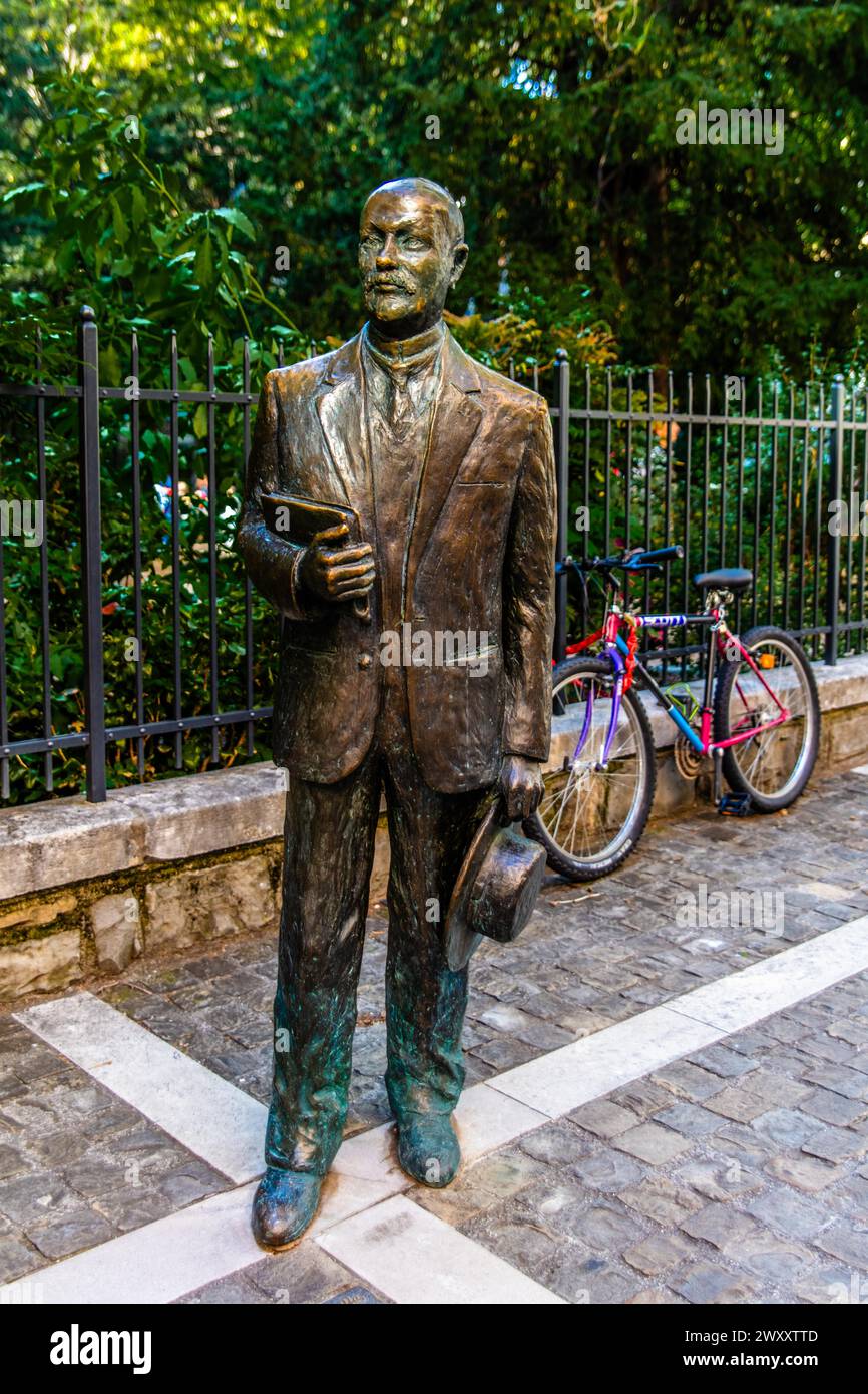 Statue of Italo Svevo, by Nino Spagnoli, considered the leading Italian novelist of the 20th ...