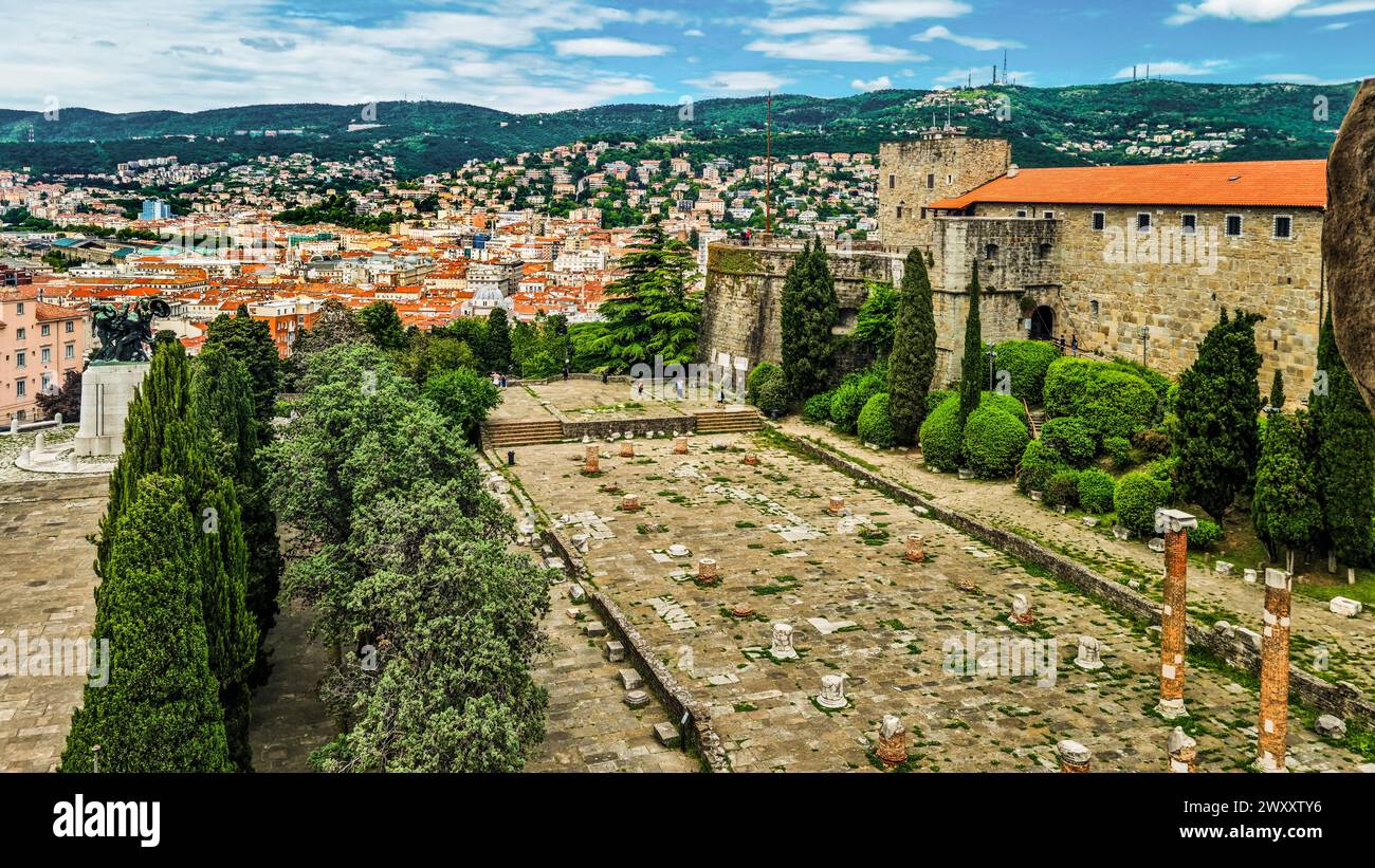 Castle of San Giusto with the remains of an ancient basilica, medieval ...