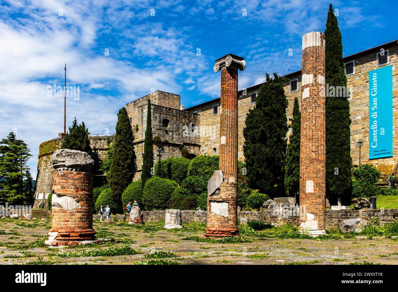 Castle of San Giusto with the remains of an ancient basilica, medieval ...