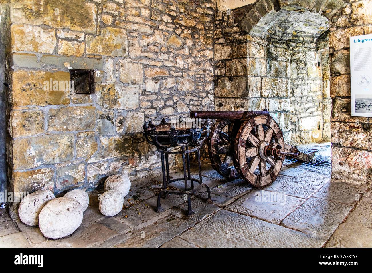 Entrance gate, Castle of San Giusto, medieval castle and fortress, 15th ...