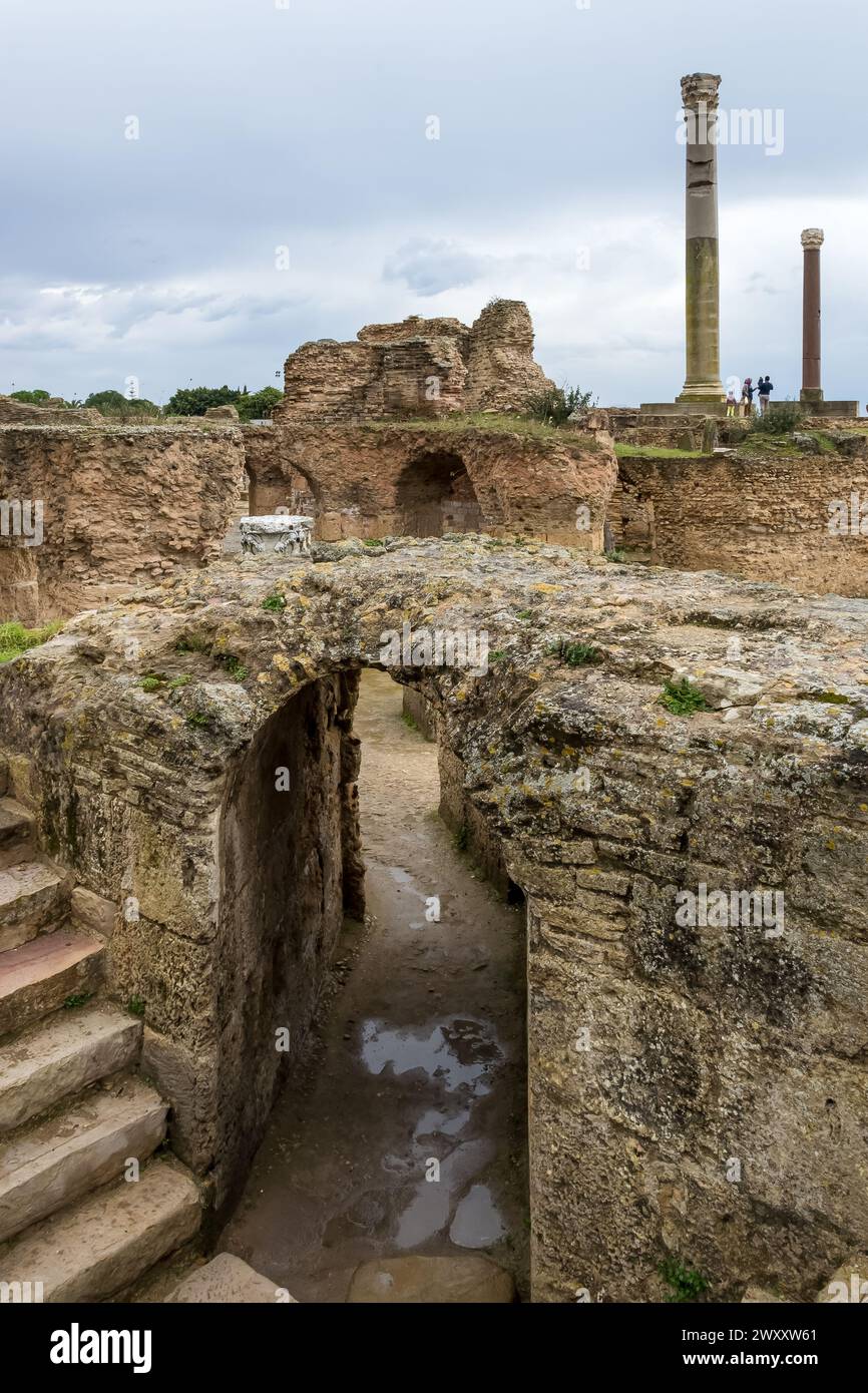 View of the Baths of Antoninus or Baths of Carthage, in Carthage, Tunisia, the largest set of ...