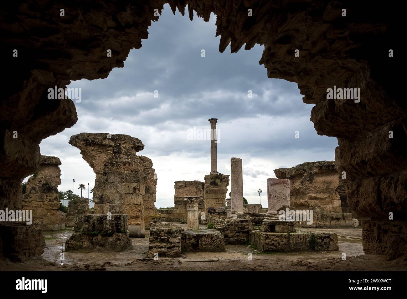 View of the Baths of Antoninus or Baths of Carthage, in Carthage ...