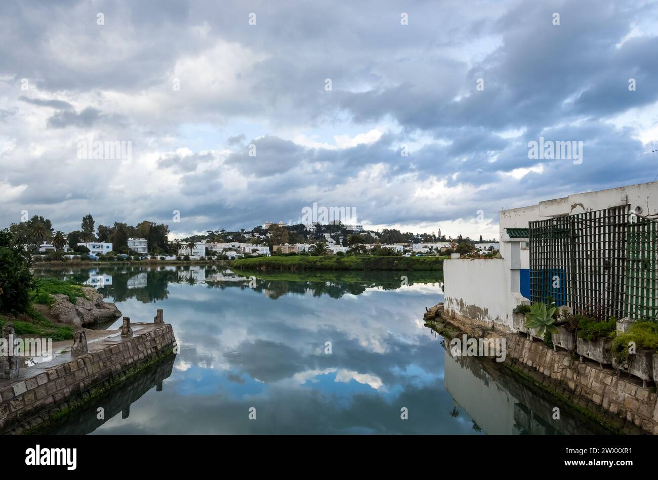 View of the port of Sidi Bou Said, a picturesque town and popular ...