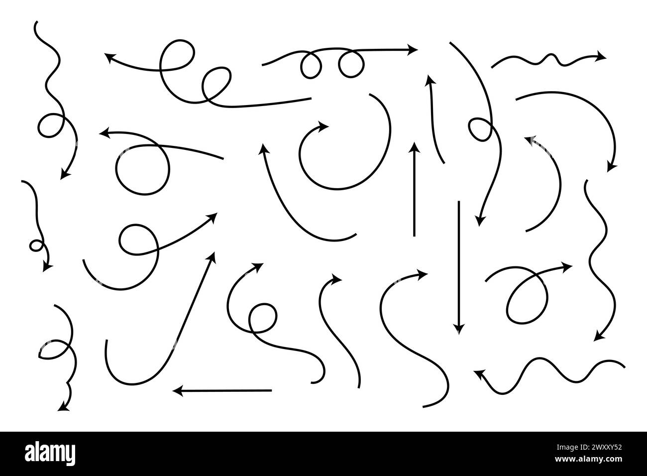 Hand drawn curved arrows and directions signs in flat style Stock Vector Image & Art - Alamy