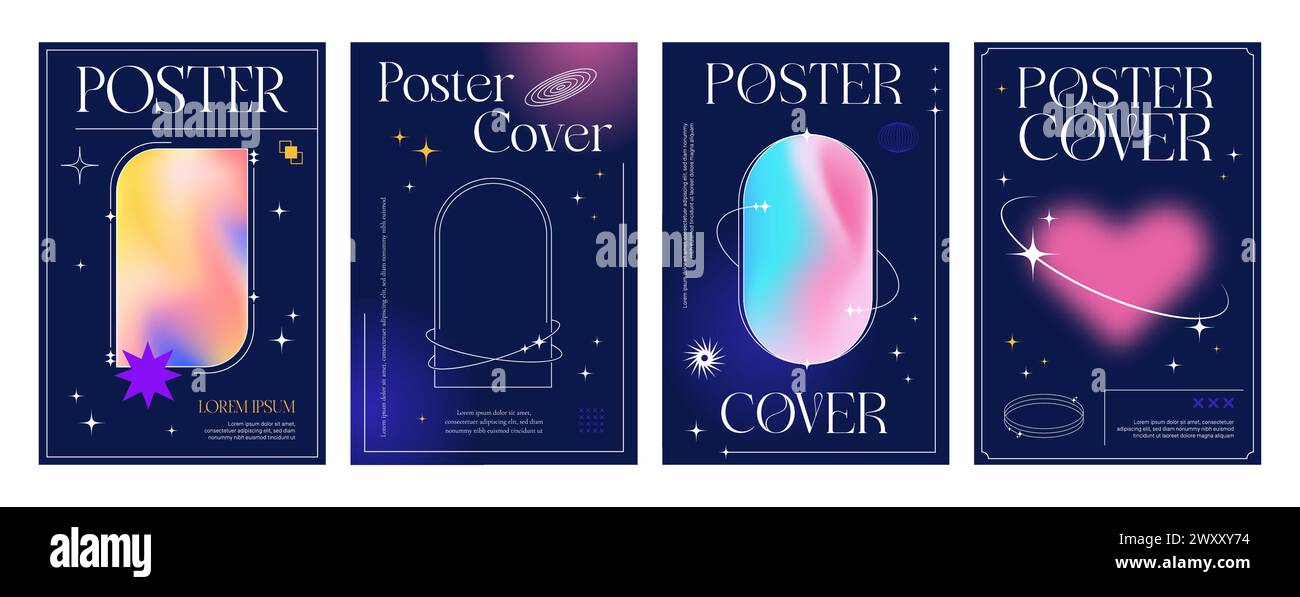 Y2k gradient brutal posters or cover templates. Vector vertical ...
