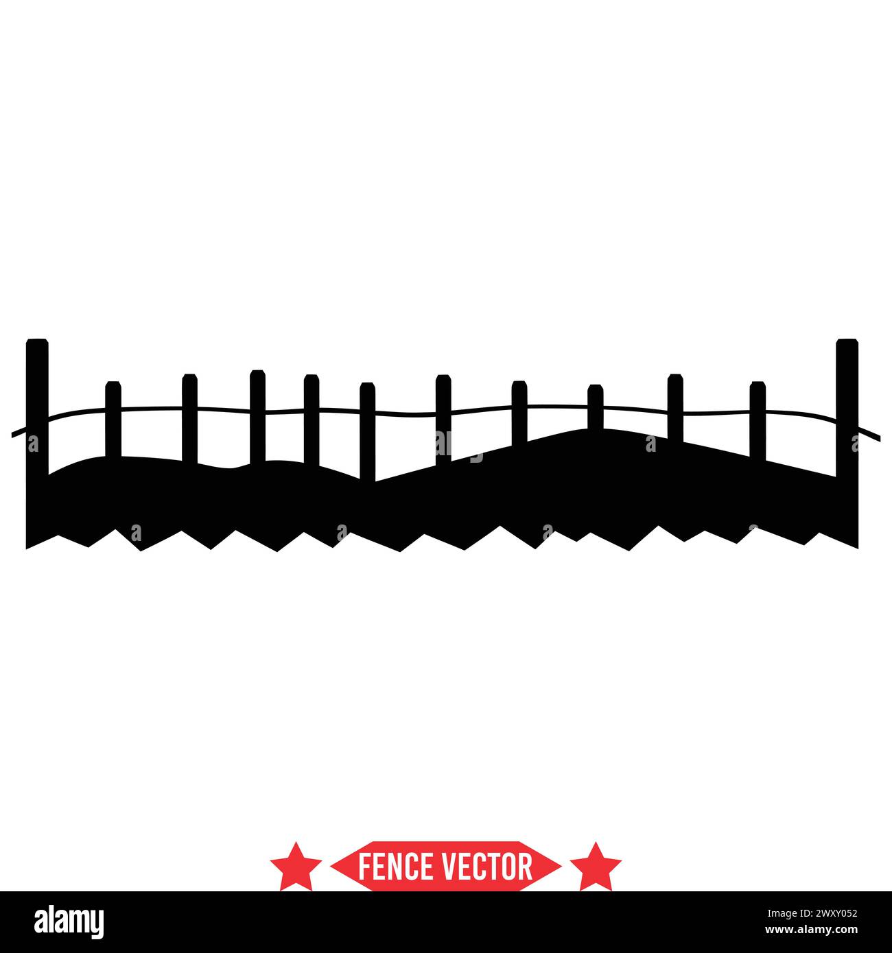 Nature inspired Fence Silhouette Set Organic Boundary Designs Stock ...