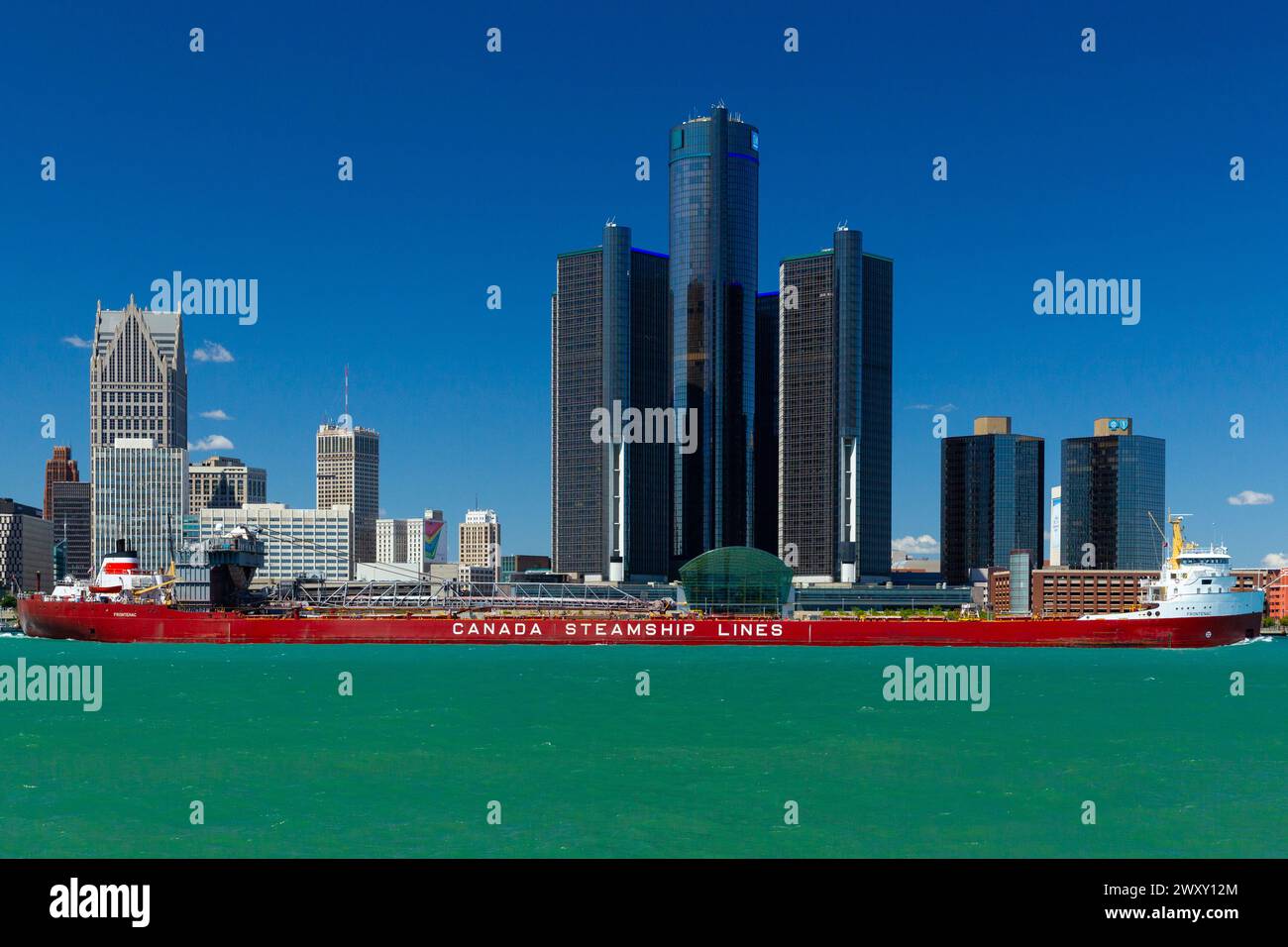 Detroit and he Renaissance Center in Detroit, Michigan, USA, seen from ...