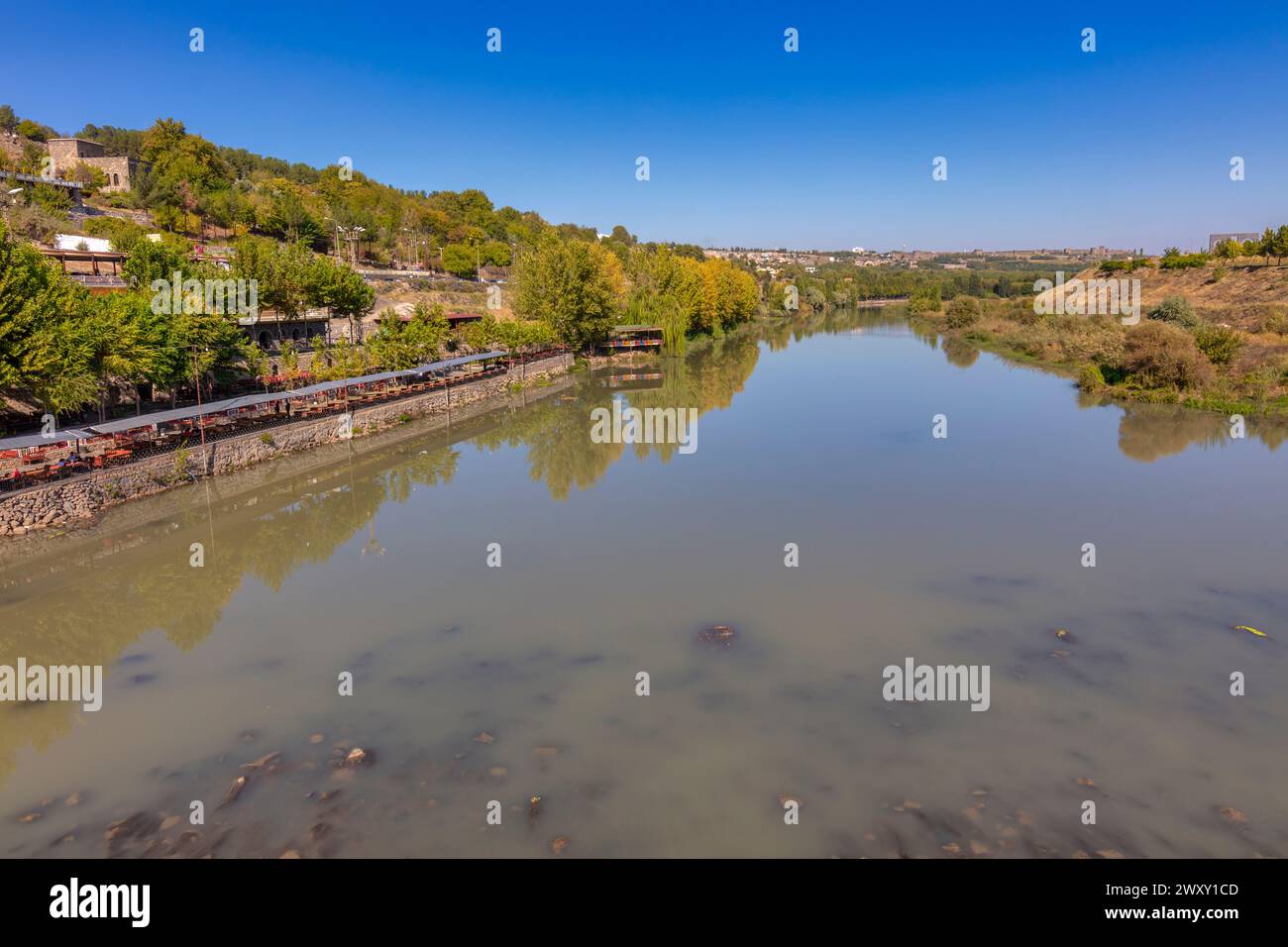 View of Tigris river from Dicle Bridge, Diyarbakir, Diyarbakir Province ...
