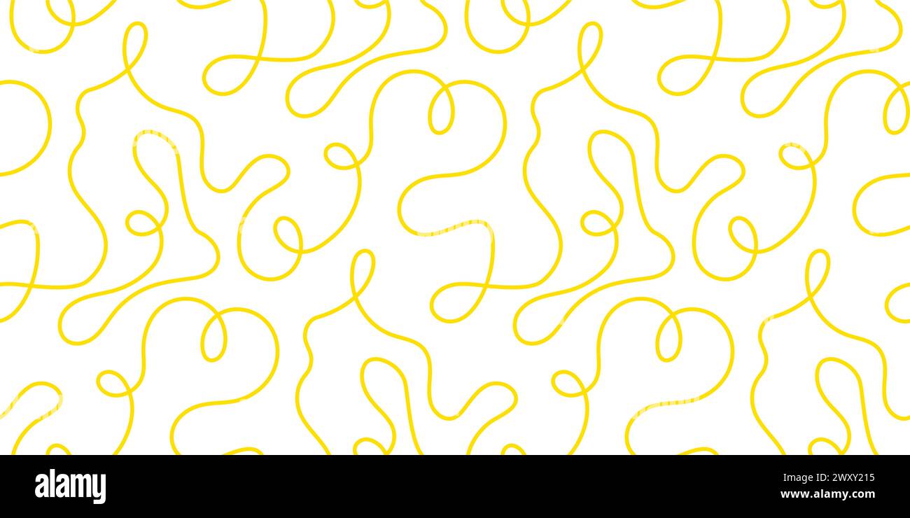Noodle pasta seamless pattern vector background. Spaghetti curvy doodle ...
