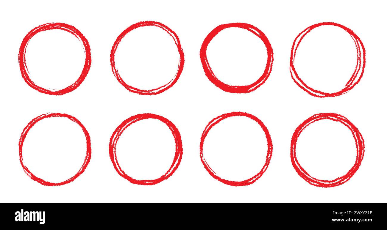 Round brush stroke red stamp vector frame. Hand drawn rough scribble ...