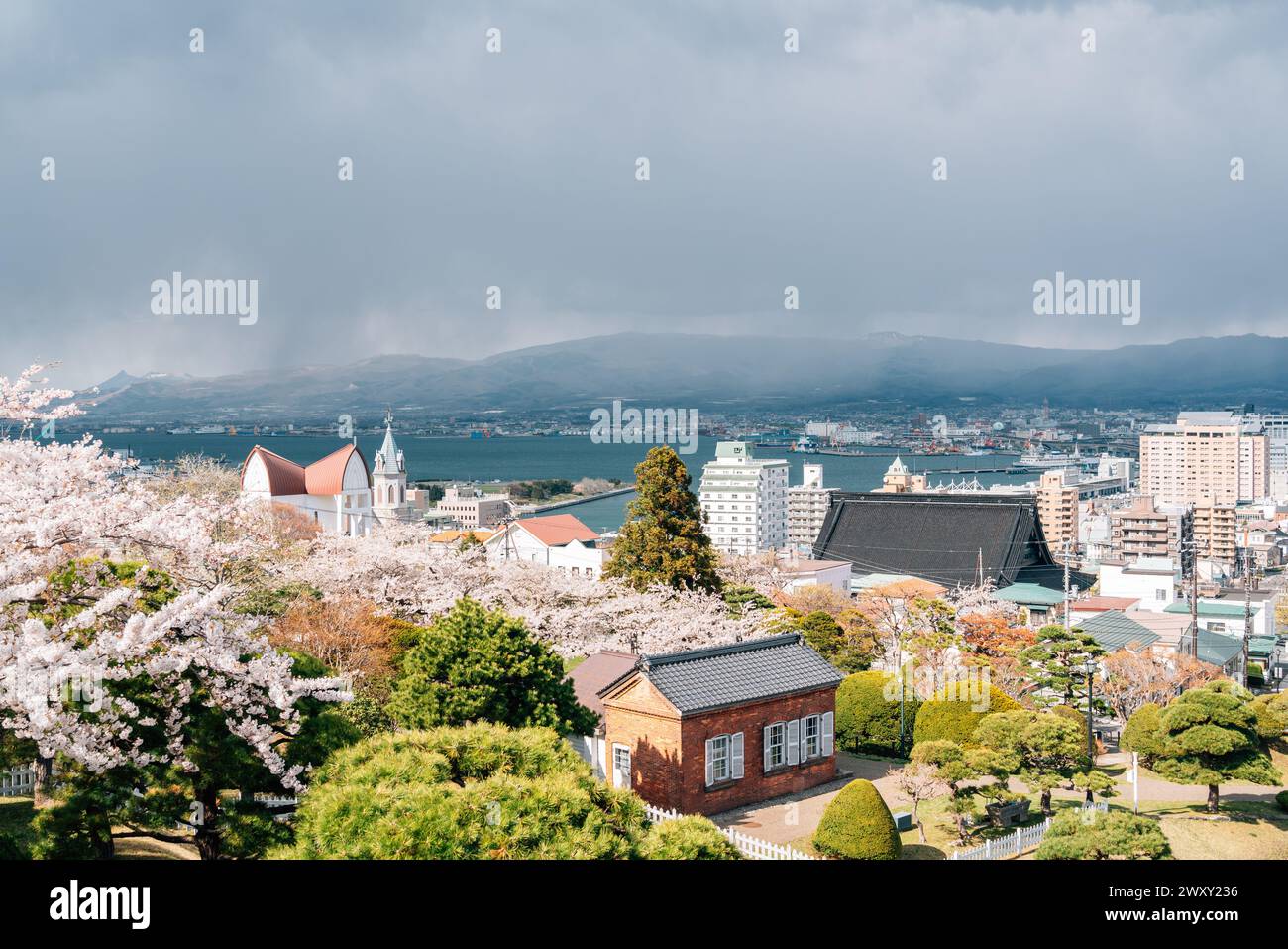 Motomachi street and harbor view at spring in Hakodate, Hokkaido, Japan ...