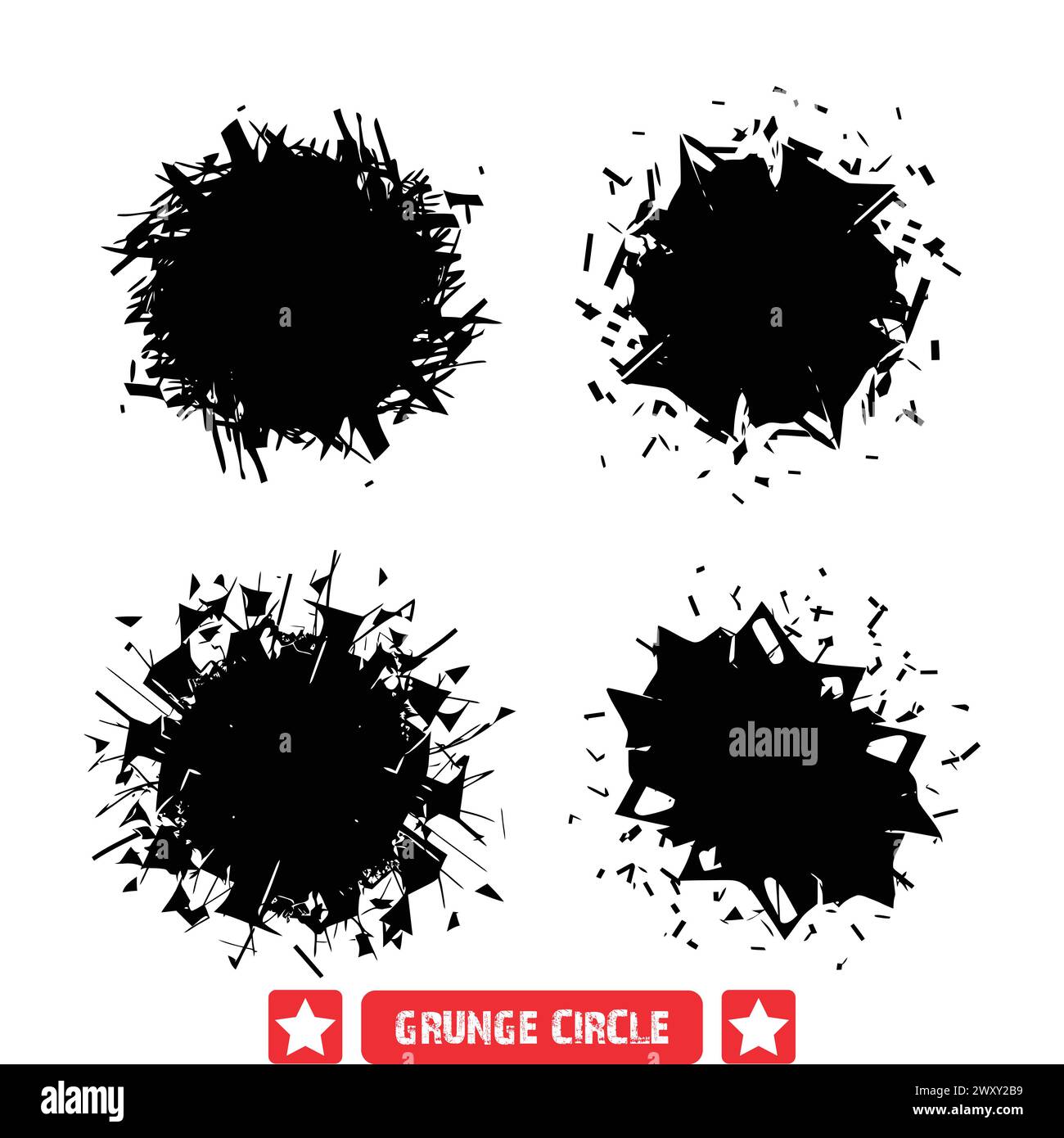 Grunge Circle Silhouette Set Textured Circular Designs Perfect for ...
