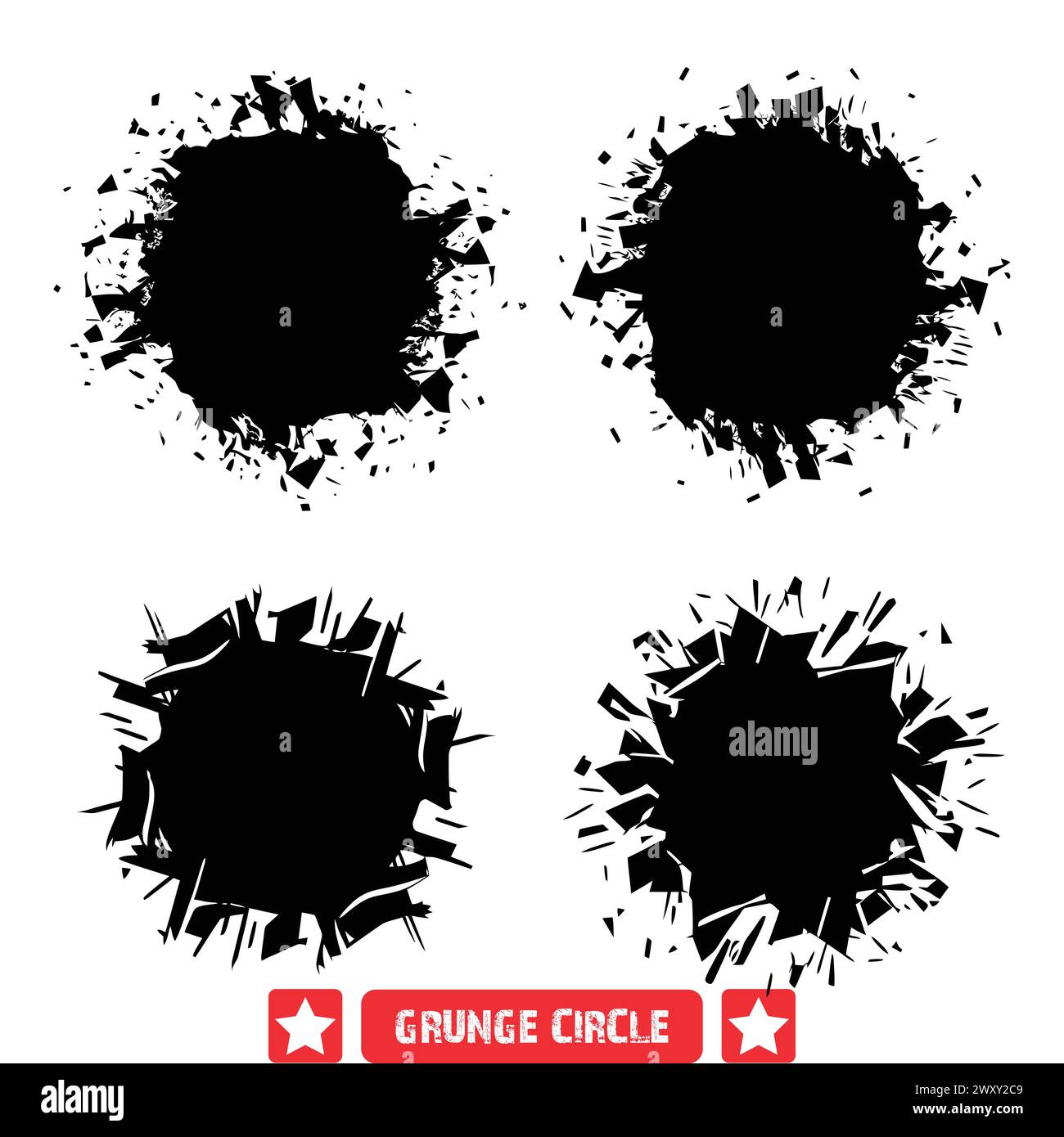 Weathered Grunge Circles Vector Bundle Vintage Circular Shapes with ...