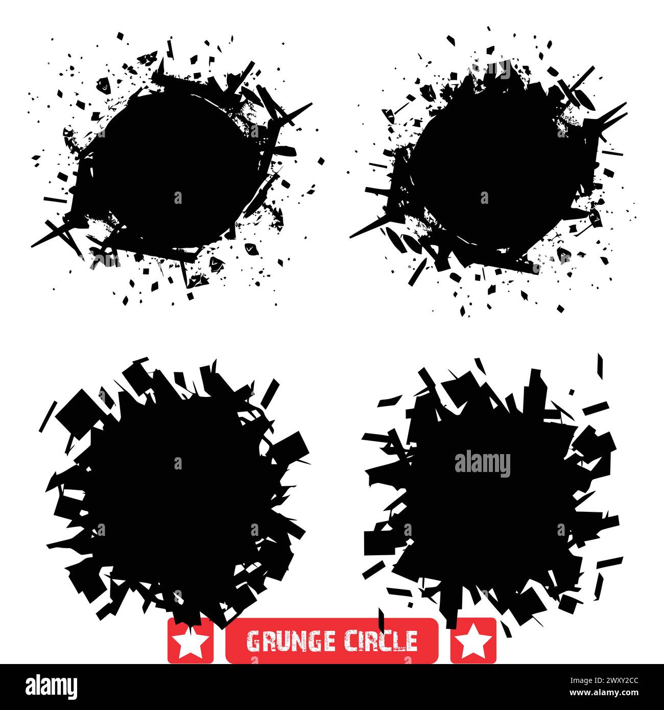 Vintage Grunge Circles Vector Set Weathered Circular Silhouettes for ...