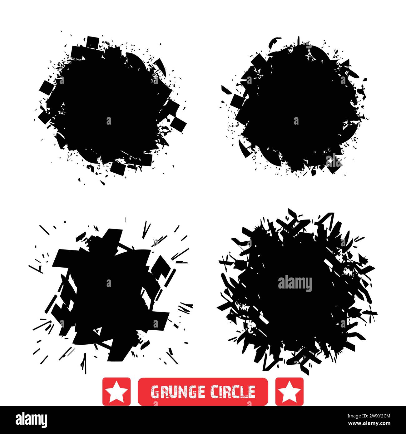 Retro Grunge Circles Vector Set Vintage Inspired Circular Silhouettes ...