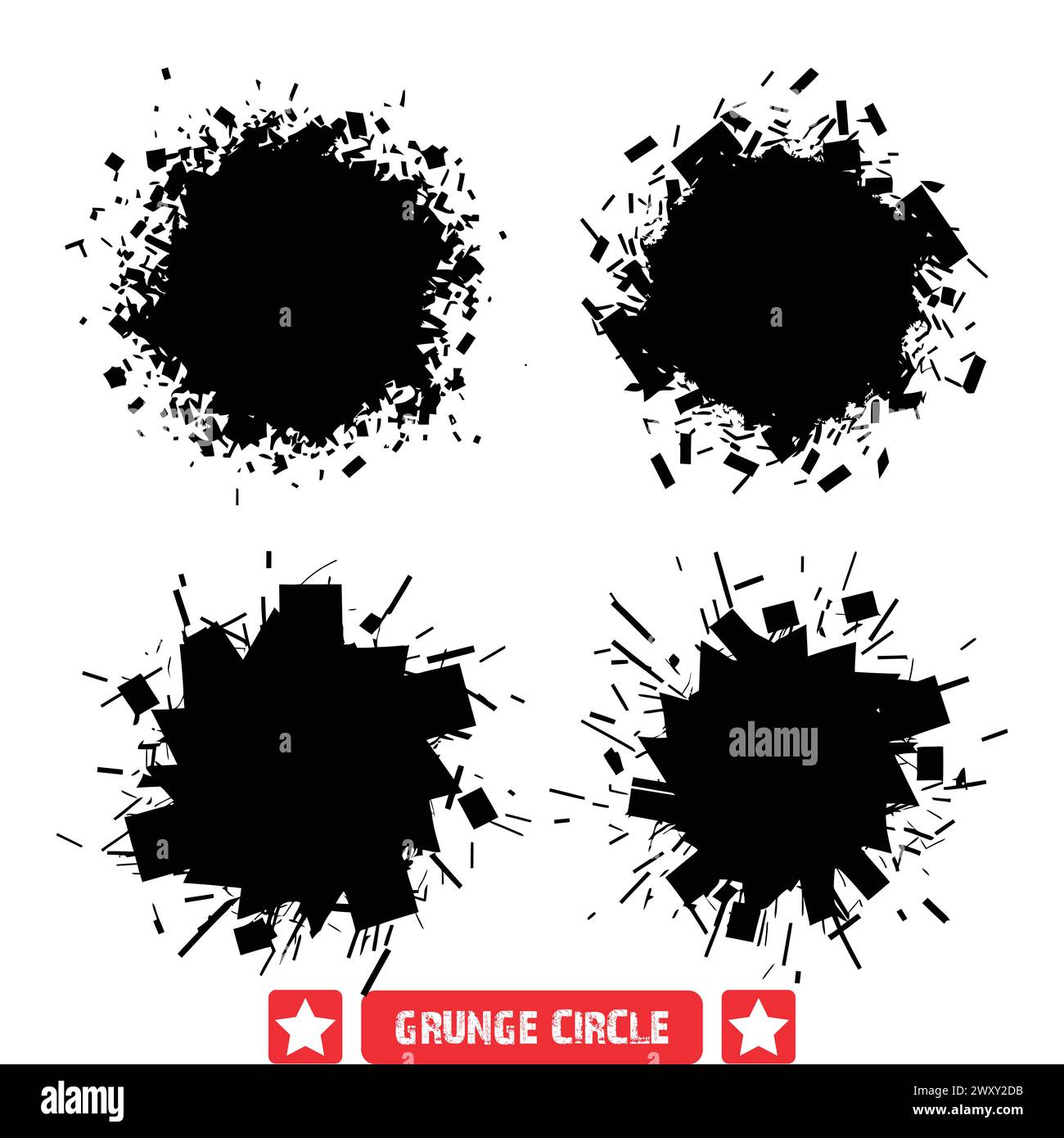 Grunge Circle Silhouette Assortment Rough and Textured Circular Designs ...