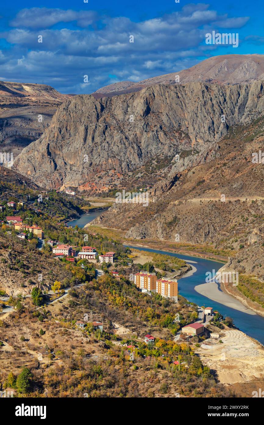 Mountain landscape, Euphrates river, Apcaga, Kemaliye, Erzincan ...