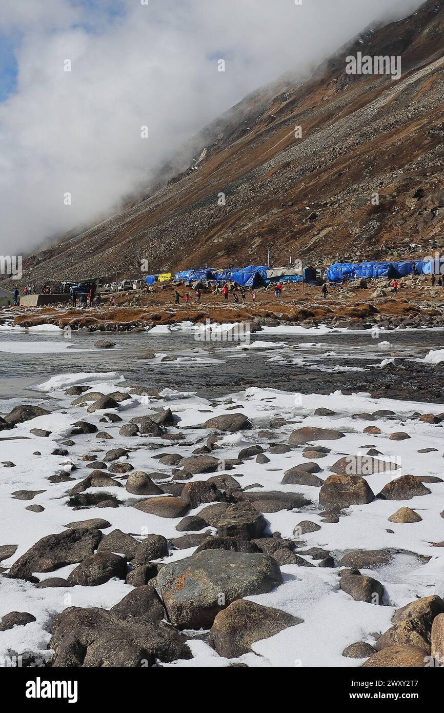 zero point, a popular tourist destination in north sikkim surrounded by ...