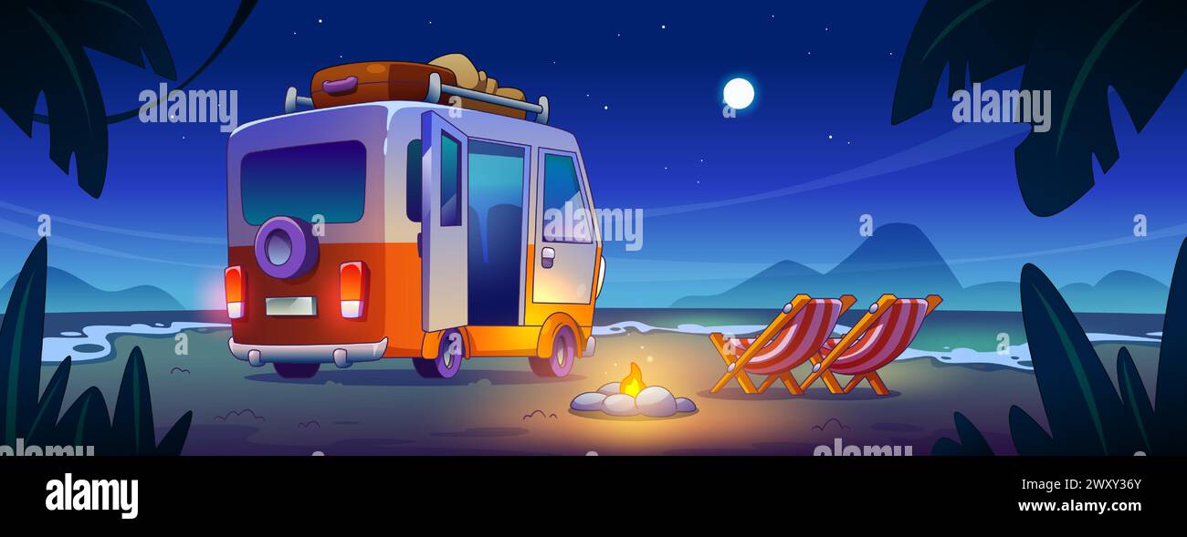 Stars and moon camper van Stock Vector Images - Alamy