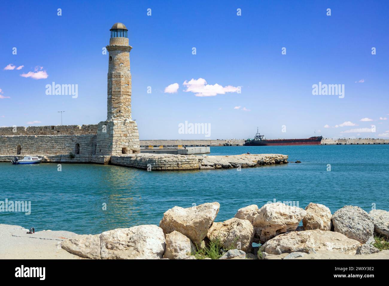 Iconic Egyptian Lighthouse at Old Venetian Port of Rethymno, Crete ...