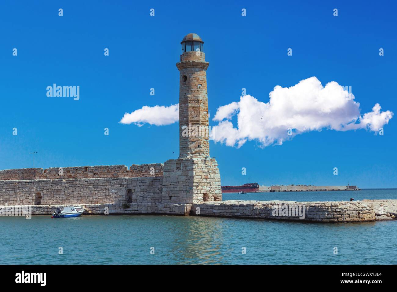 Iconic Egyptian Lighthouse at Old Venetian Port of Rethymno, Crete ...