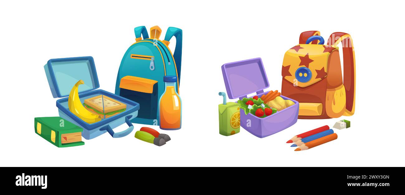 Lunch bag and books Stock Vector Images - Alamy
