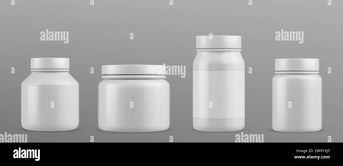 Plastic bottle for pills and supplements mockup. Realistic 3d vector ...