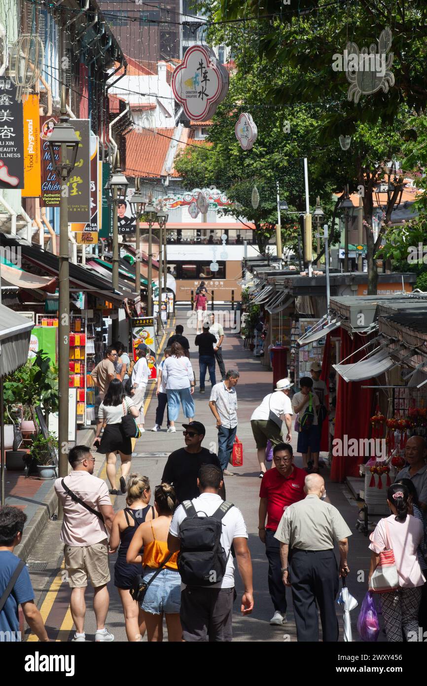 3 April 2024. Elevated view of Chinatown Sago street, tourists spot ...