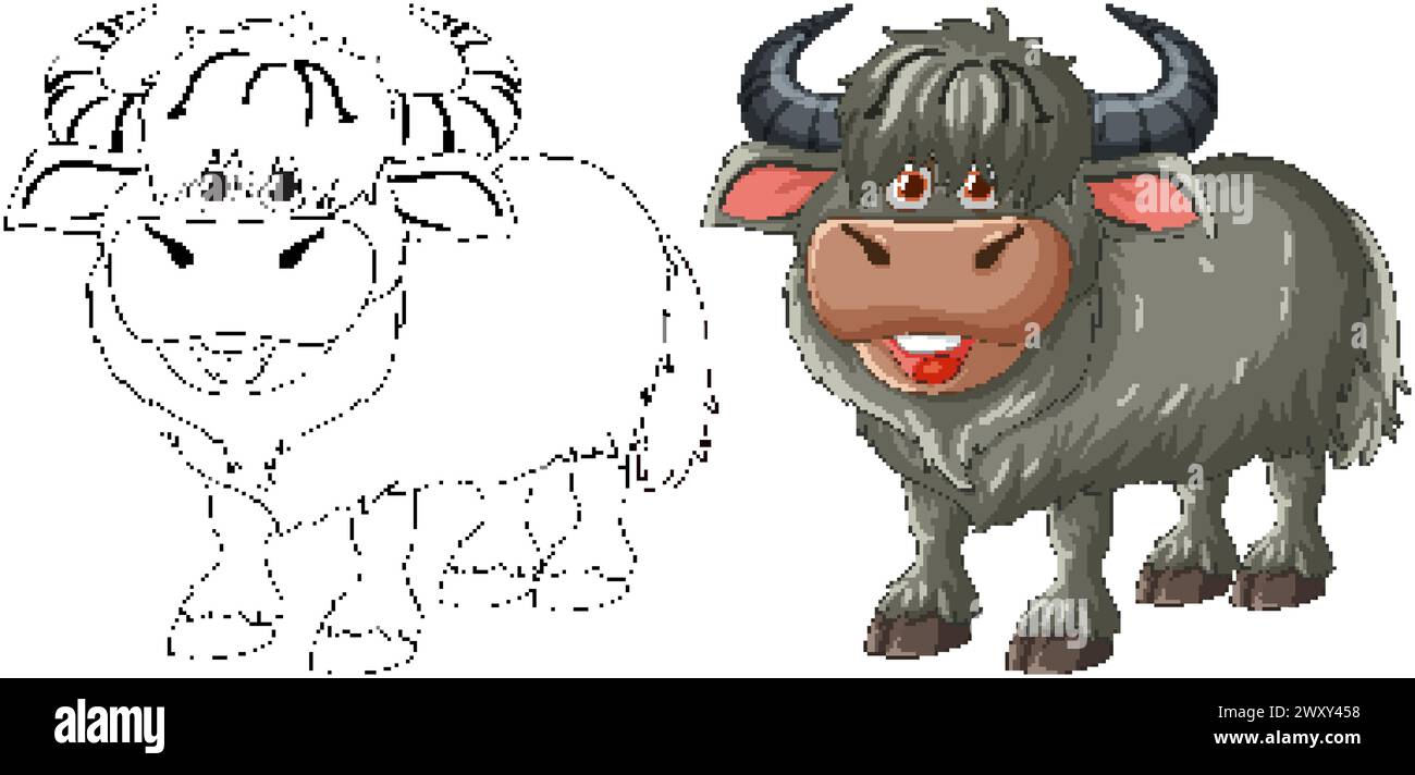 Colorful and outlined yak in a friendly pose Stock Vector Image & Art ...