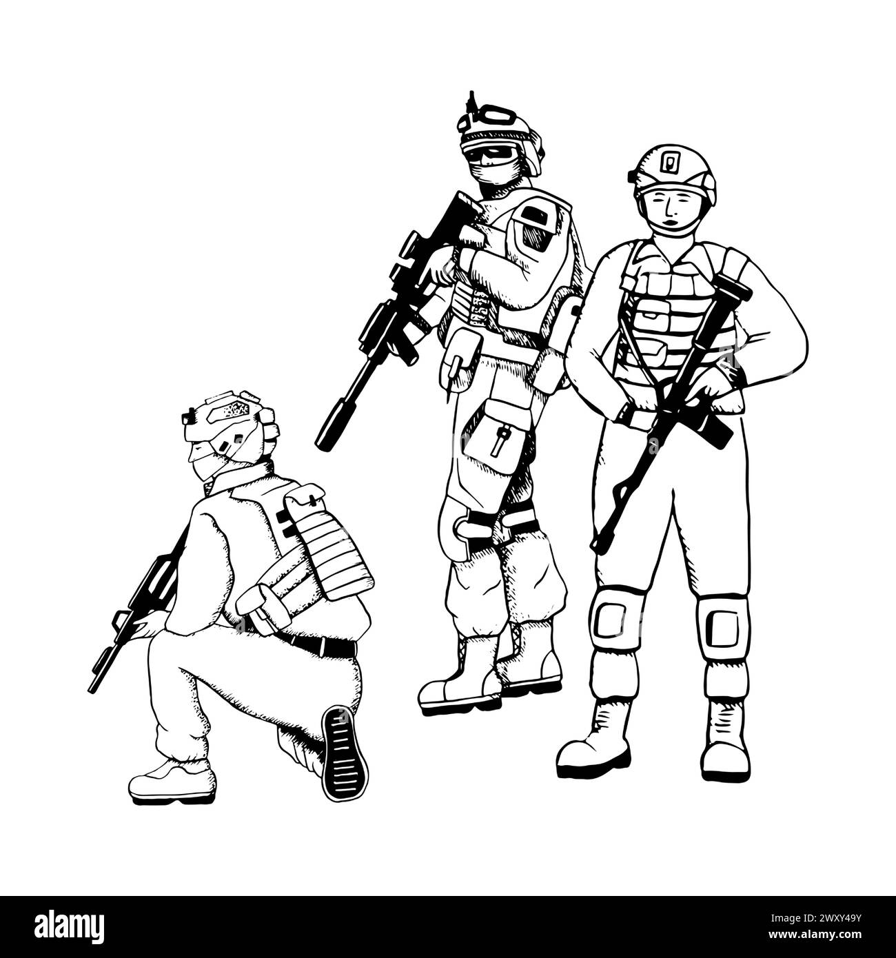 Modern army soldiers in uniform with assault rifle Stock Vector Image ... Modern army soldiers in uniform with assault rifle Stock Vector Image ...