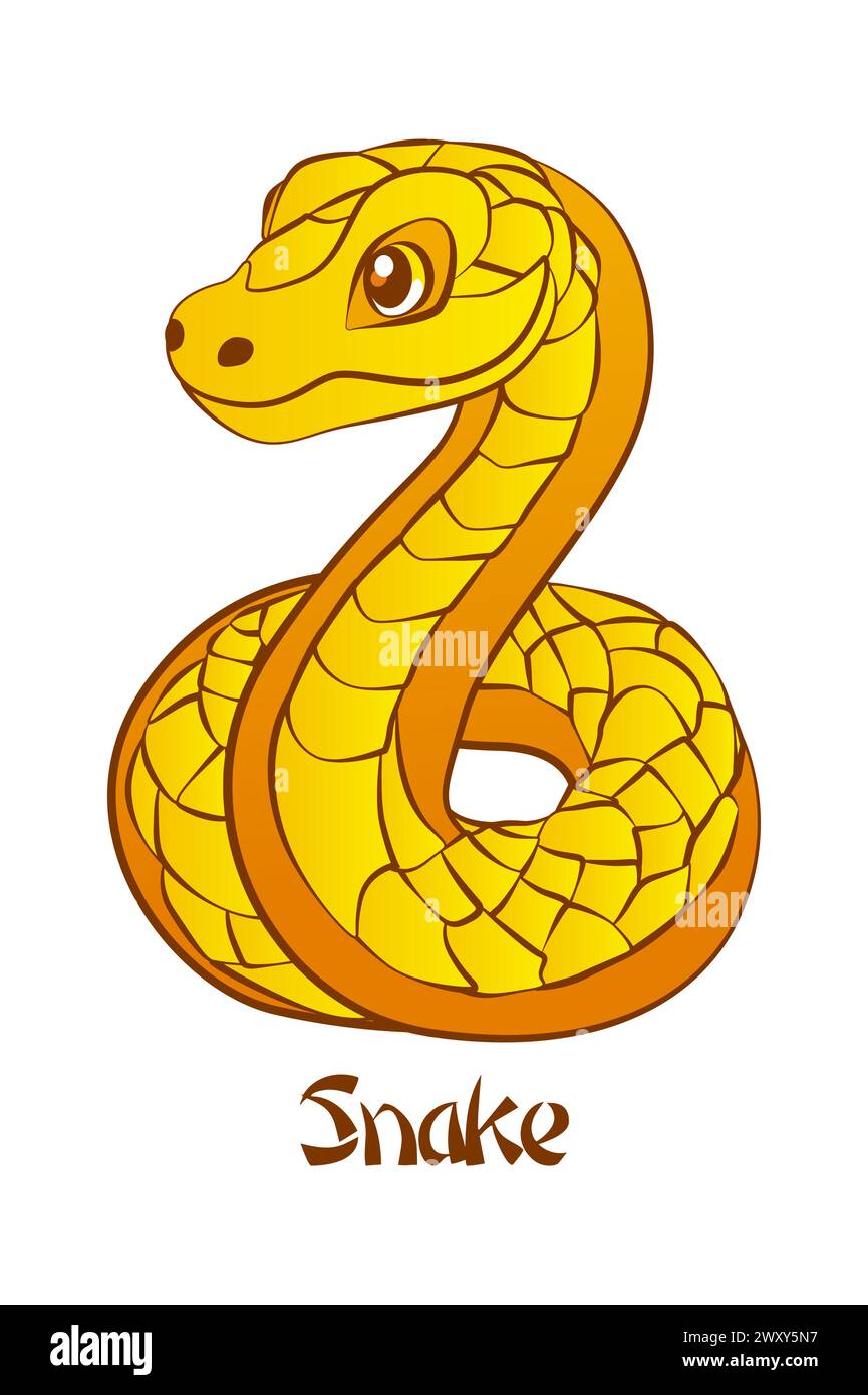 Vector cartoon snake. Illustration of Yellow Snake Stock Vector Image ...
