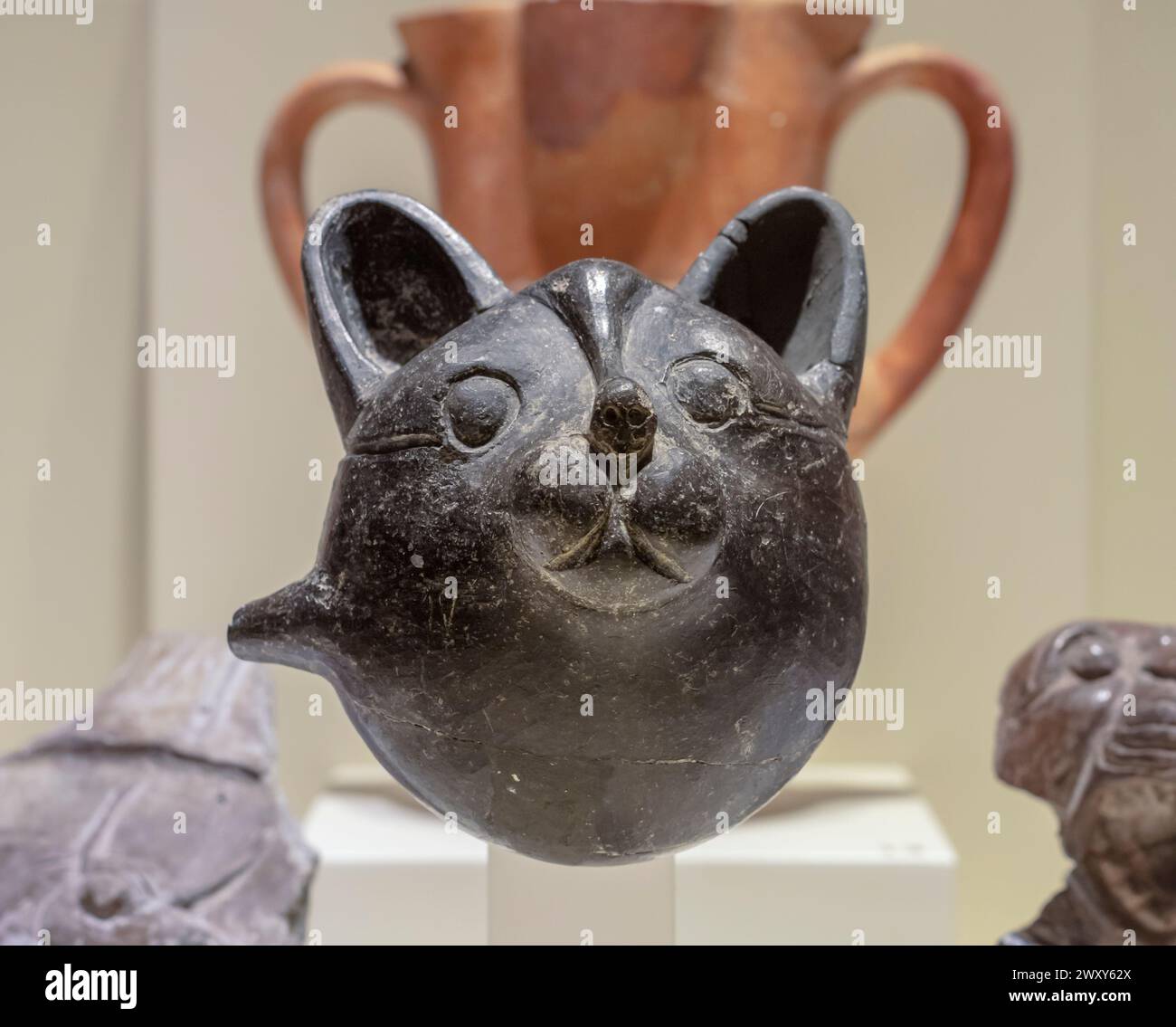 Terracotta cat head ritual vessel, Museum of Anatolian Civilizations ...