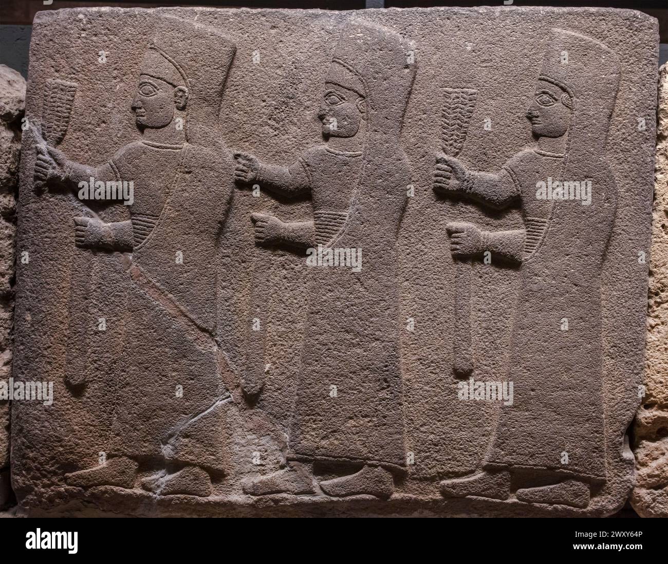 Relief with ritual procession, 9th century BC, basalt, Museum of ...