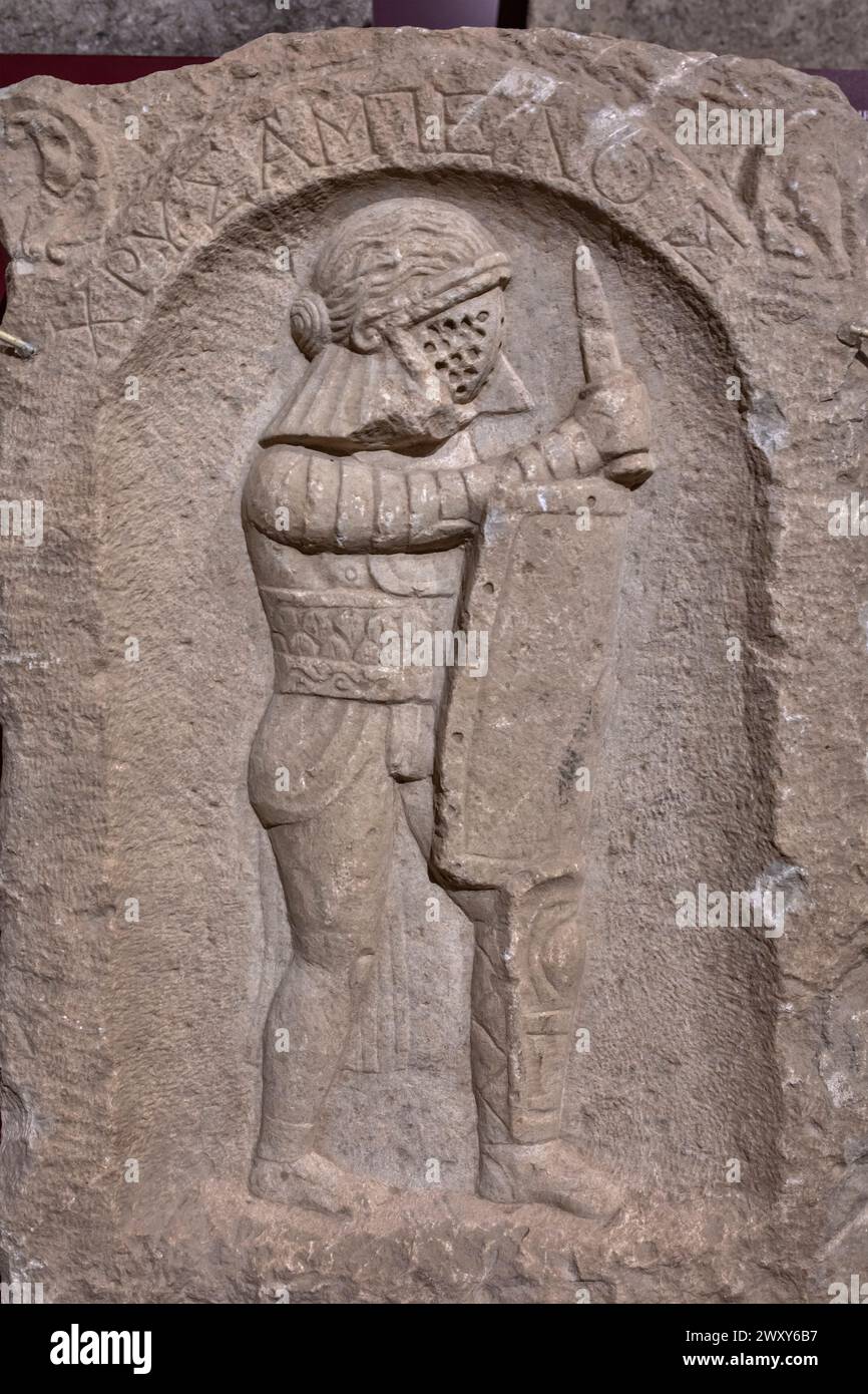 Tombstone of Roman gladiator, Museum of Anatolian Civilizations, Ankara ...