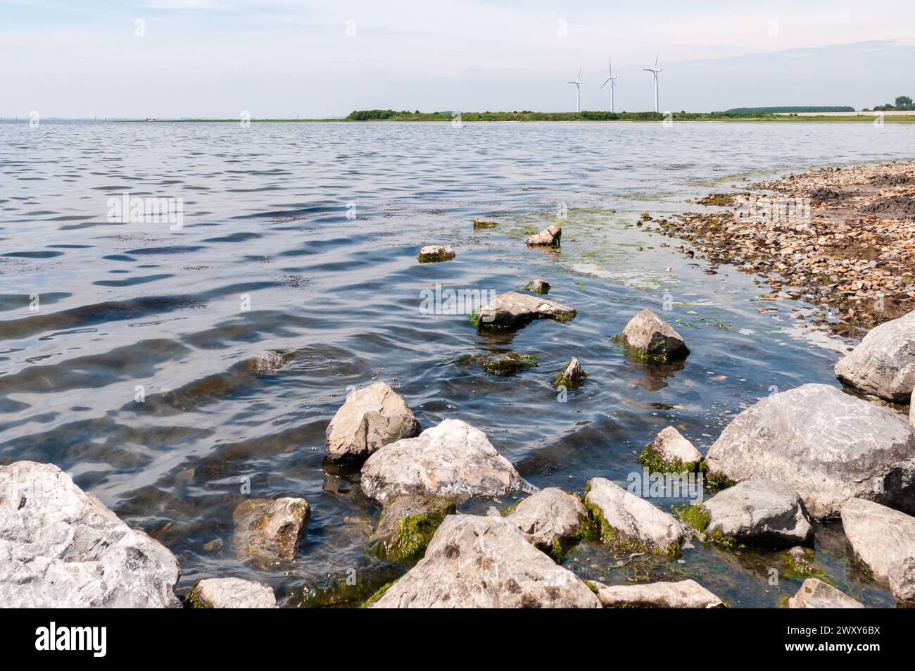 View over The Grevelingen in the southwest of the Netherlands with wind ...