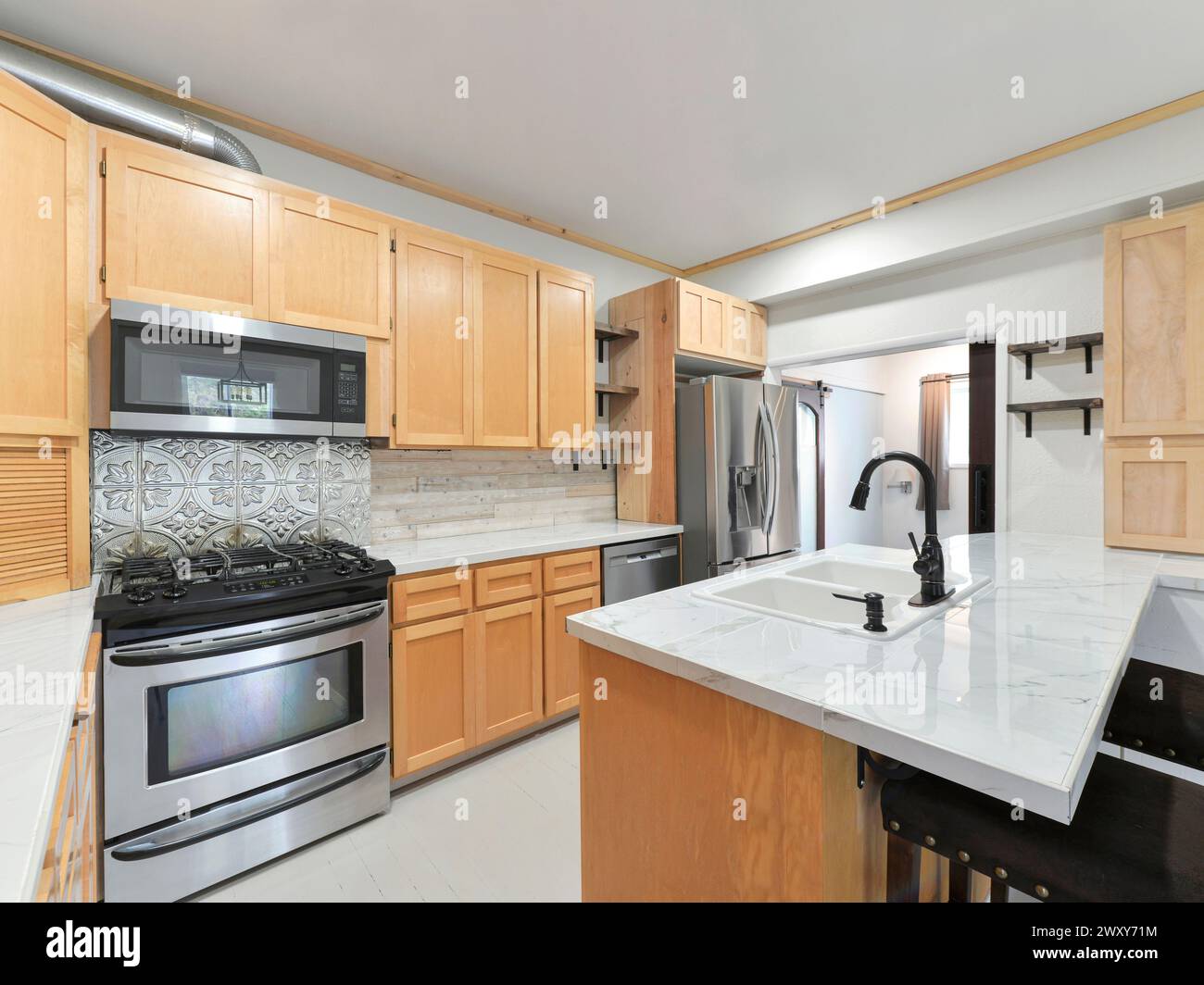 Modern residential kitchen interior Stock Photo - Alamy