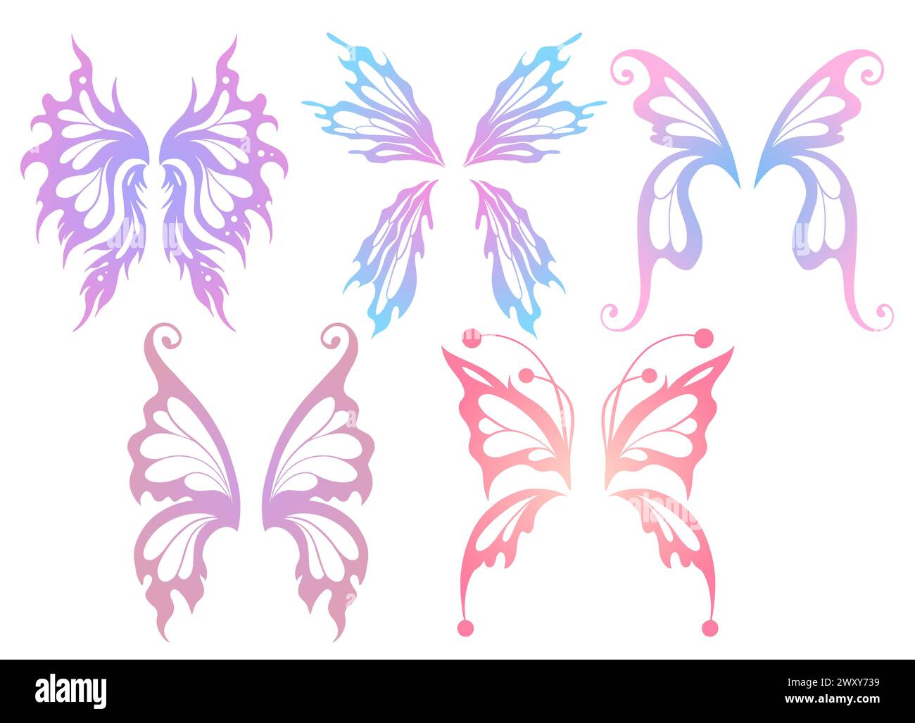 Vector set of butterfly wings clipart isolated from background. Fantasy ...