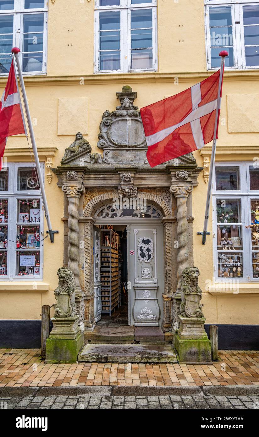 Vintage old doors in the main street of Toender, Tonder, Denmark Stock ...