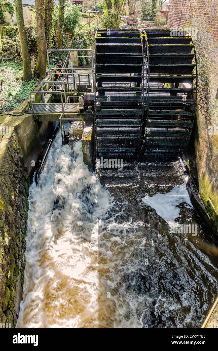 Old water mill wheel in the center of medieval Ribe in Denmark Stock ...
