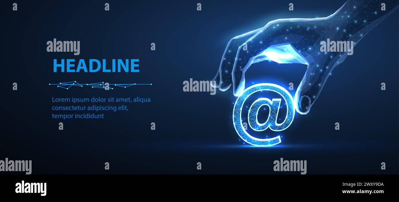 Digital hand and email sign. AI mailing, email icon, inbox logo ...