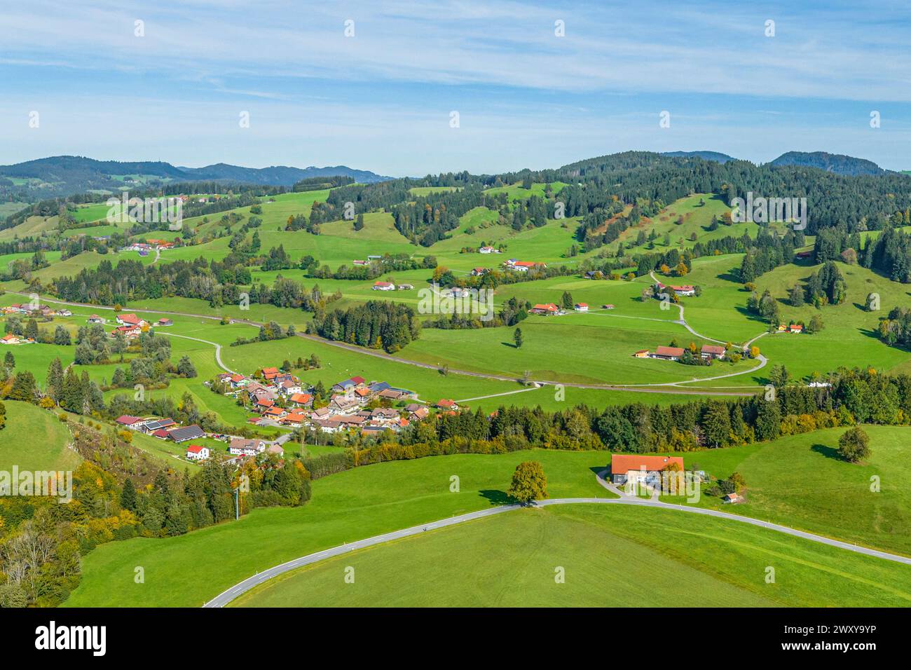 Sunny October day near Stiefenhofen in the western alpine foreland ...