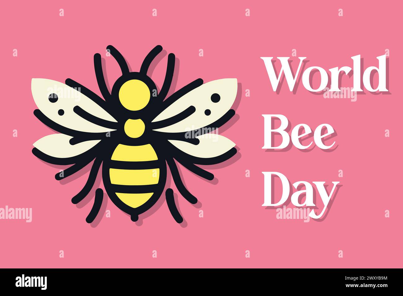 Vector image of a bee on a light blue background with the text World ...