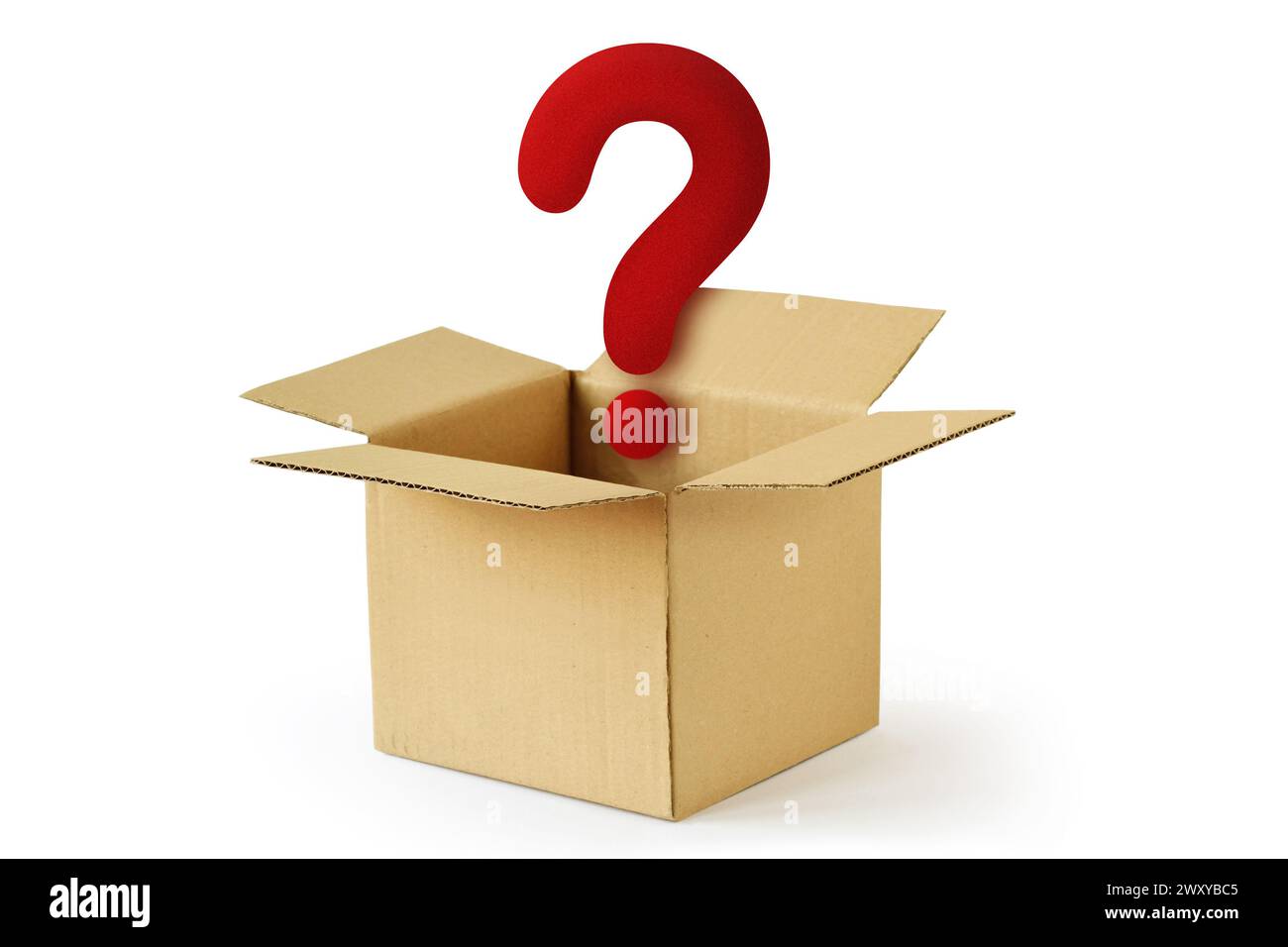Cardboard box with question mark - Concept of mystery box Stock Photo ...