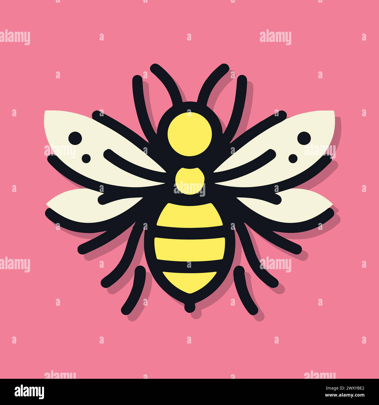 A close-up photo of a black and yellow bee with pollen on its legs ...