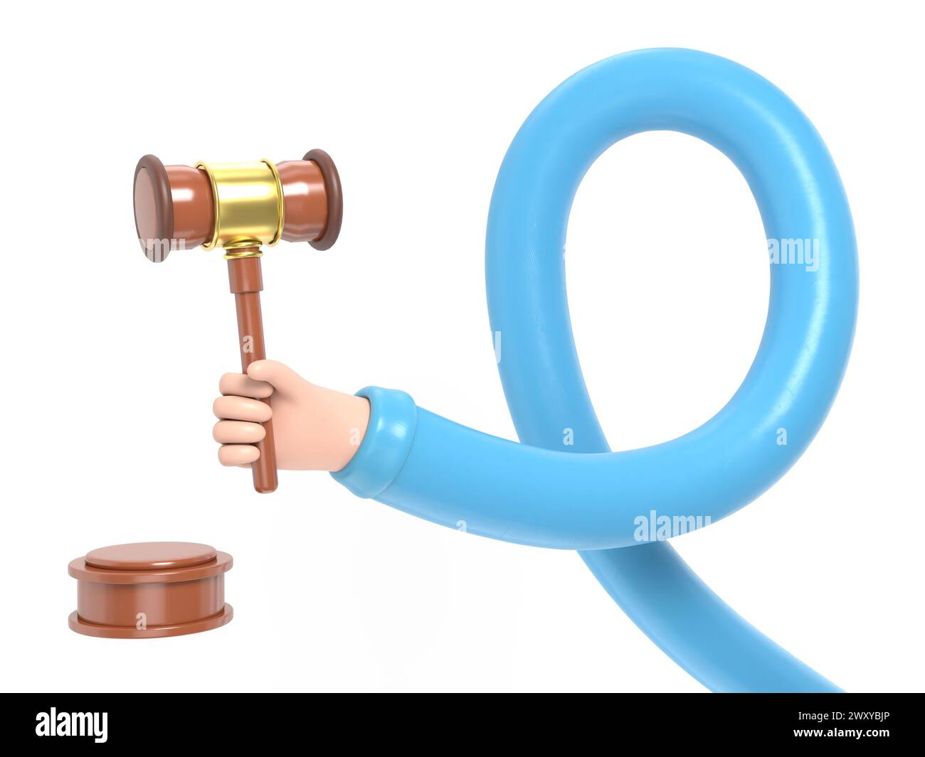 Cartoon Gesture Icon Mockup.Justice. Hand holding judges gavel. 3D ...