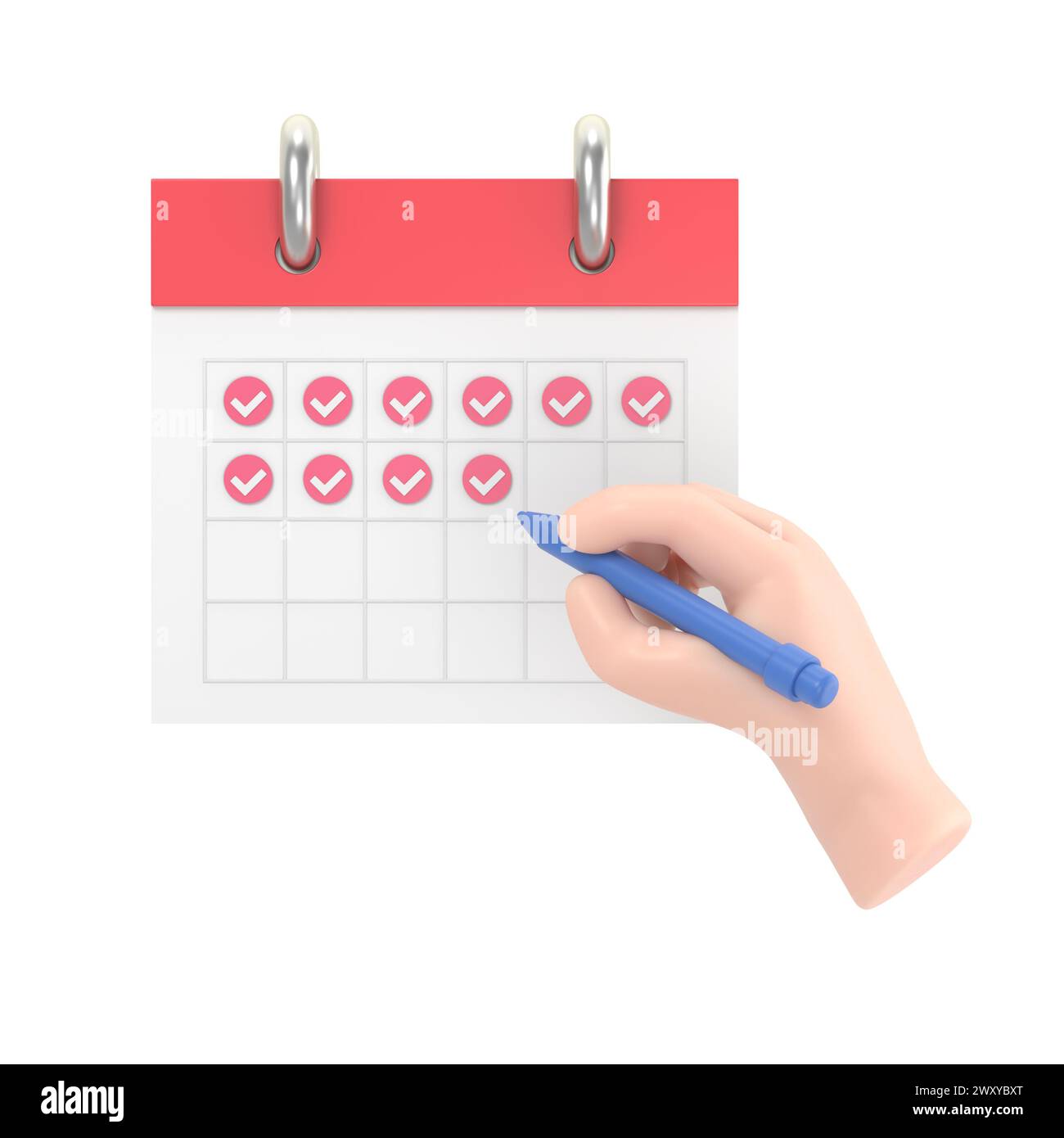 Cartoon Gesture Icon Mockup.Businessman hands mark on the calendar,3D ...